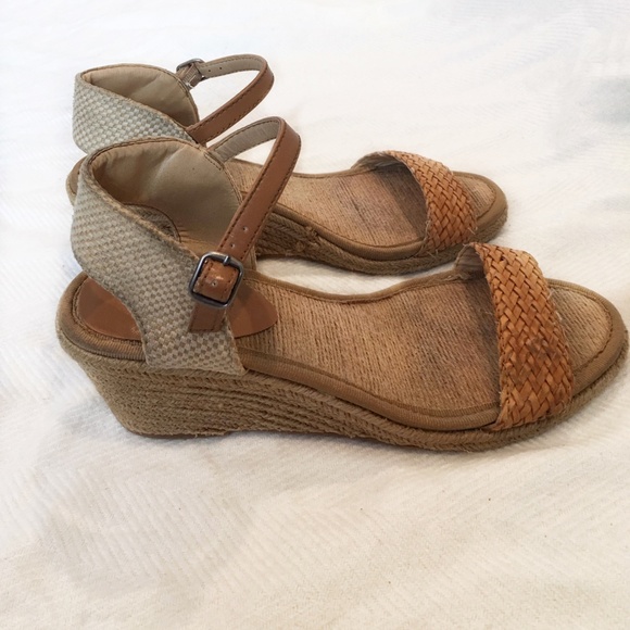 Lucky Brand | Shoes | Luckybrand Ankle Strap Open Toes Wedges Cork 7m ...